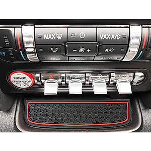 Auovo Anti Dust Mats for Ford Mustang 2023 2022 2021 2020 2019 2018 2017 2016 2015 Custom Fit Cup Holder Insert Liner Coaster Door Pads Interior Accessories (5 pcs/Set) (Red Trim)