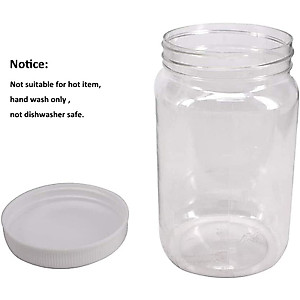 zmybcpack 12 Pack 16 Oz Clear Plastic Mason Jars With Seal Lids, Extra Labels, 1 Pen, PET Plastic Jars with lids for Kitchen, Home, Craft