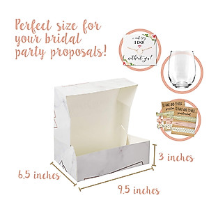 Pop Fizz Designs Bridesmaid Proposal Box Set I 6 Pack I 1 Maid of Honor Proposal Box and 5 Will You be My Bridesmaid Boxes I Marble with Gold Foil Bridesmaid Box for Bridesmaid Gifts