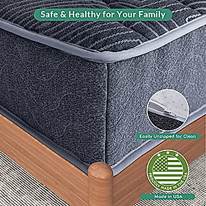Airdown Queen Mattress, 9 Inch Hybrid Mattress Queen Made in USA, Memory Foam and Innerspring Hybrid Mattress in A Box, Pocket Innersprings Mattress for Motion Isolation, Medium (EGO-Hybrid-9Q)