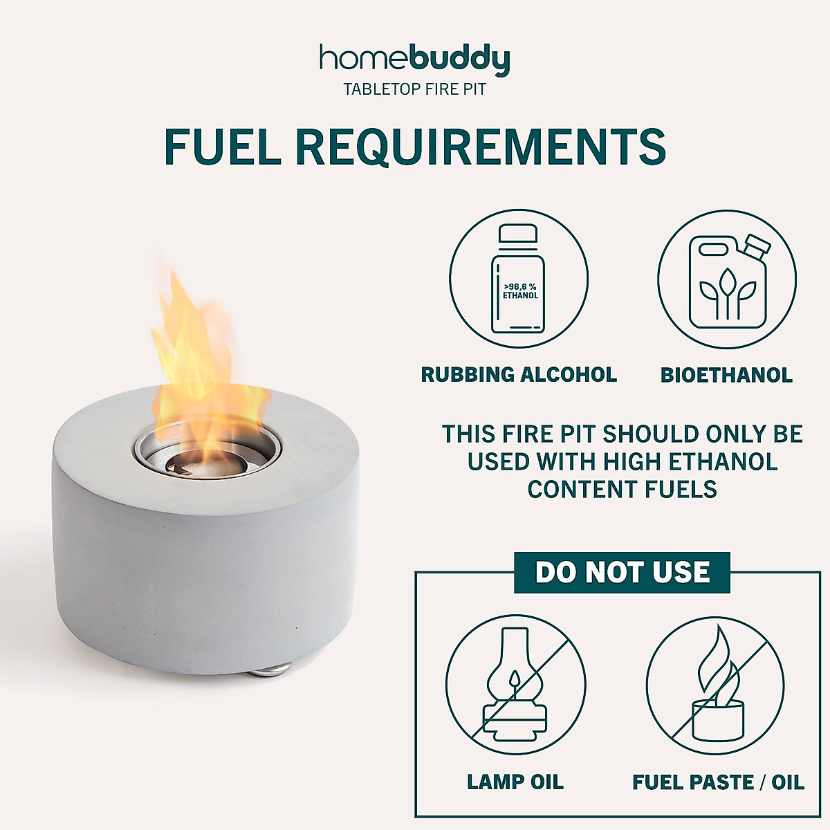 HomeBuddy Table Top Fire Pit Bowl - Tabletop Fire Pit, Long Burning Mini Fire Pit, Indoor Fireplace for Patio - Tabletop Fireplace - Fire Bowl with 50pcs. Marshmallow Sticks and Extinguisher Gray