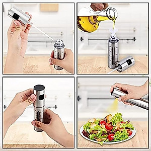 3oz Oil Sprayer for Cooking Stainless Steel, Olive Oil Spray Bottle Refillable with Trigger Scale Large Capacity Oil Mister Spray for Popcorn Salad A