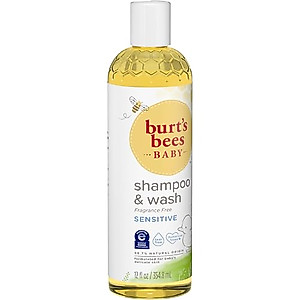 Burt's Bees Baby Shampoo & Wash, Fragrance Free & Tear Free Baby Soap - 12 Ounce Bottle
