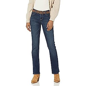 WallFlower Women's Legendary Slim Bootcut Mid-Rise Belted Insta Stretch Juniors Jeans (Standard and Plus), Eden, 11