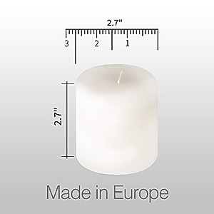 Pillar Candles - 3x3 inch | 25 Hours Burning, 6 Count - White Unscented Smokeless European Pillar Candles - Perfect for Wedding, Parties, Spas, Home Gatherings and Dinner