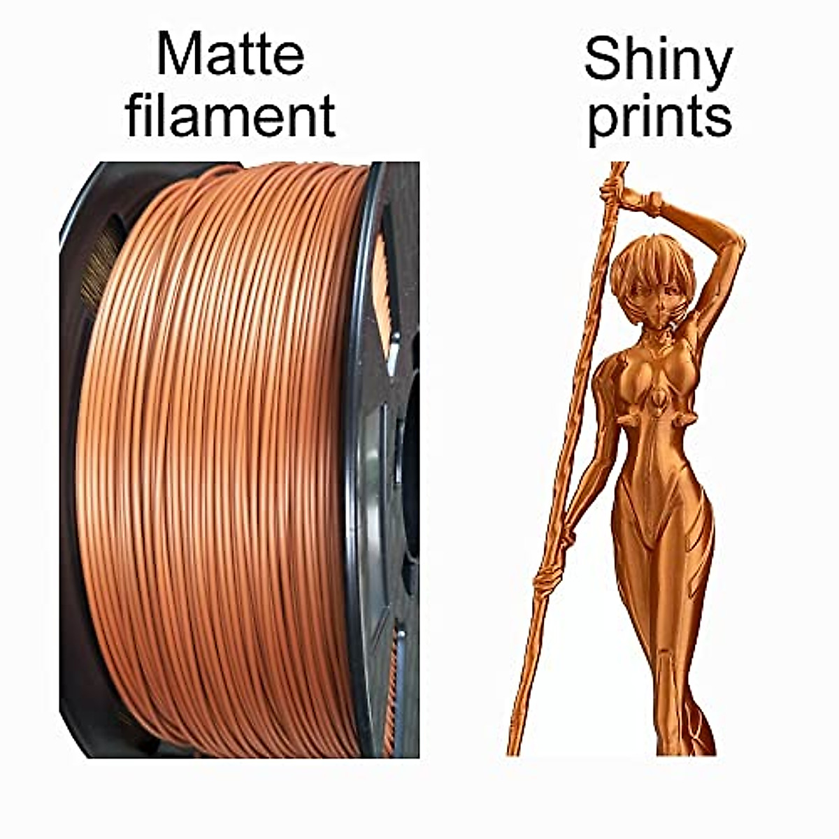 Silk PLA Pro Silk Copper PLA Filament 1.75mm 1KG 3D Printer Filament 3D Printing Materials Silky Metallic Metal Copper PLA Plus CC3D Silk Filament