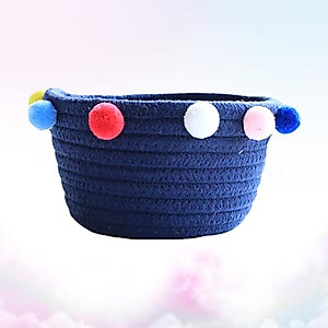 ibasenice 1pc Desk Topper Rattan Storage Basket Storage Baskets for Toys Woven Storage Basket Clothes Container Toy Storage Basket Desktop Storage Container Cotton Storage Basket Organizer