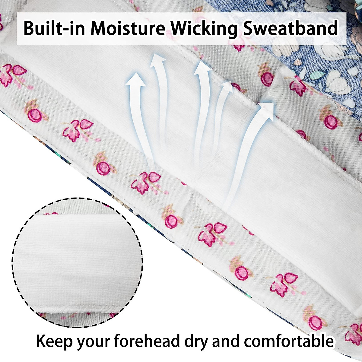 Scrub Caps Women Bouffant Scrub Hats Caps Nurses, Adjustable Working Cap Ponytail Pouch Tie Back Hats