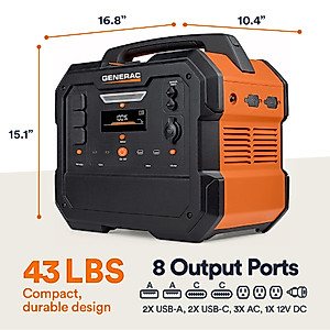 Generac 8026 GB2000 2106Wh Portable Power Station with Lithium-Ion NMC Battery Power & Fast Solar Charging Built-In MPPT Controller, 50-State / CARB Compliant