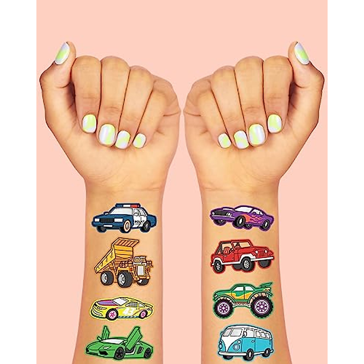 xo, Fetti Cars and Trucks Temporary Tattoos for Kids - 42 Foil style | Birthday Party Supplies, Race Car Party Favors + Construction Decor