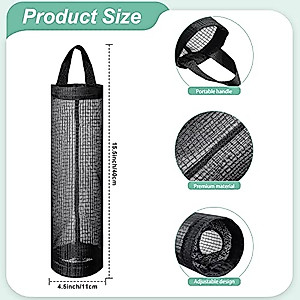 Plastic Bag Holder Breathable Mesh Hanging Storage Dispensers Recycling Grocery Bag Storage Container Folding Hanging Shopping Bag Holder for Home and Kitchen(Black,4 Packs)
