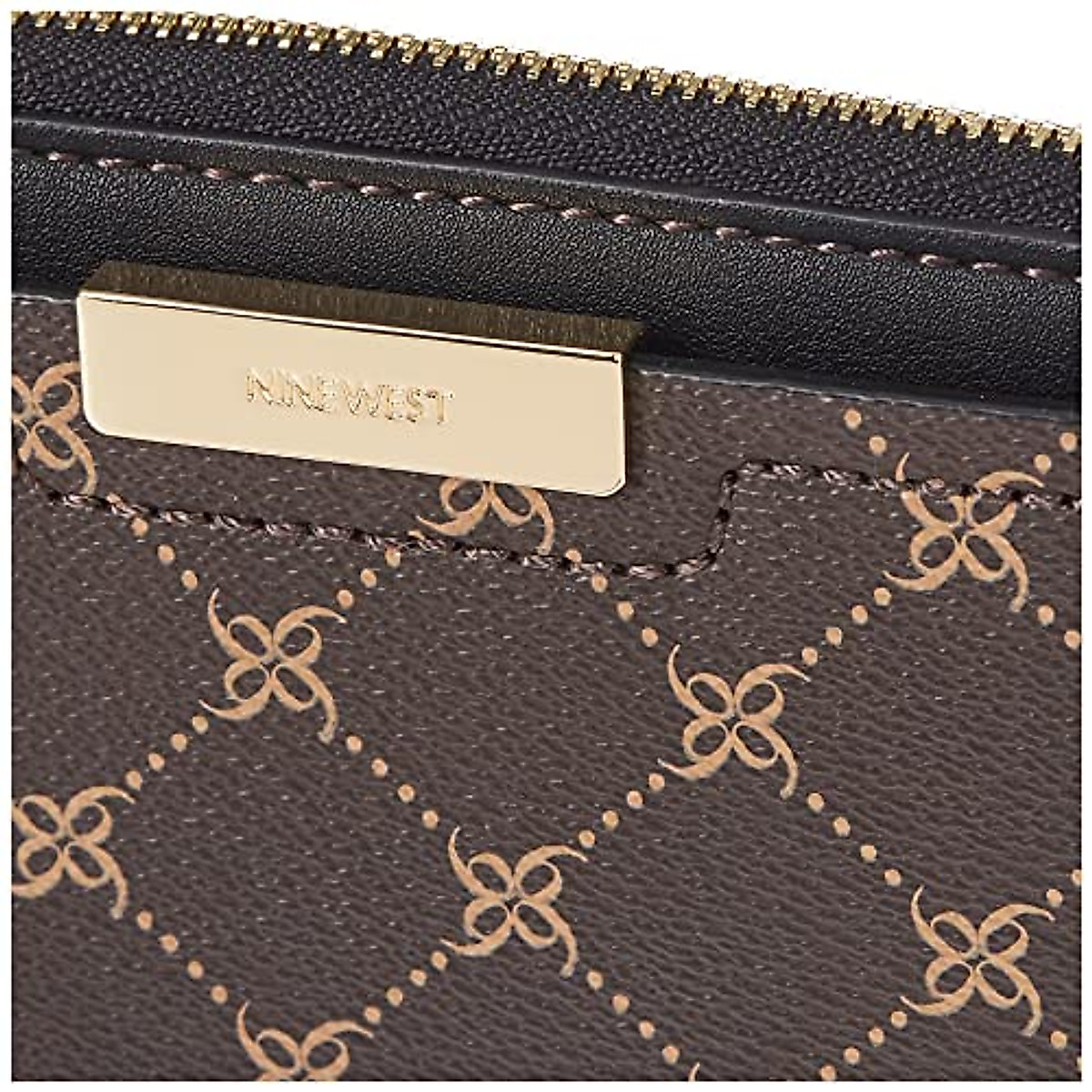 NINE WEST Lawson Zip ARND WRSTLT Wallet, Brown/Black