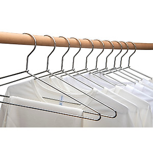 Solid Heavy Duty Metal Shirt Coat Hangers, Stainless Steel Clothes Hanger with Polished Chrome, Space Saving Clothing Hanger 17 Inch Silver Metal Wire Hanger 20 Pack HL06C