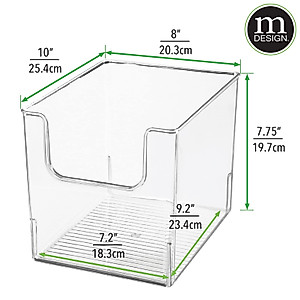 mDesign Open Front Plastic Toy Storage Organizer Bin with Labels - Container for Nursery, Kids Bedroom, Drawer, Dresser, or Playroom Closet - Ligne Collection - Includes 4 Bins + 24 Labels - Clear