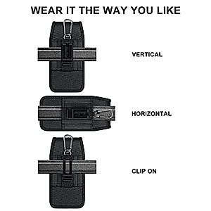 COANJIUO Cell Phone Holster for iPhone 11 12 13 14 Pro Max XR Samsung Galaxy S21 S20 FE S22 Plus Ultra S9+ A13 A53 A12 Moto Nylon Belt Clip Card Holder RFID Blocking Pouch Case, Black