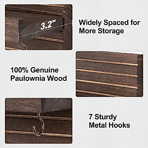 Lwenki Key Holder Wall Mount, Entryway Mail Organizer with Shelf, Decorative Key Hanger with 7 Hooks Holds Leashes and Glasses, Includes Mounting Hardware (13.8” x 5.3” x 3.2”)