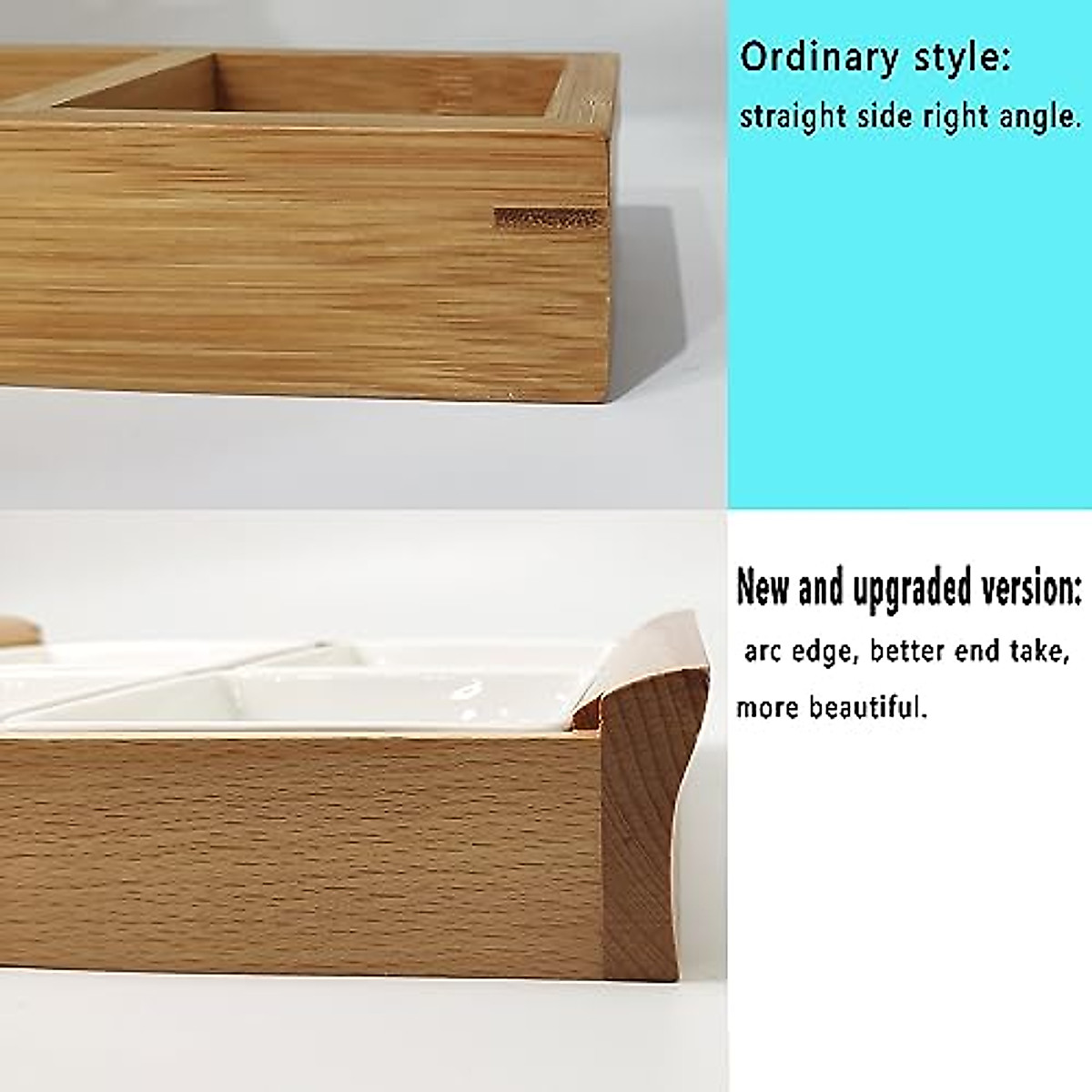 Jinsongdafa Wood Pallet Porcelain Divided Serving Dishes, Appetizer， Relish Tray, Serving Bowls for Parties - Perfect for Chips and Dip, Veggies, Candy and Snacks | Reusable (4 Cells Platters)