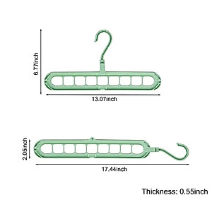 Space Saving Hangers Closet Organizers Pack of 6 Clothes Hanger, Closet Organizer and Storage for Wardrobe Organization - Sturdy and Durable Plastic - Lightweight Multi-Functional Space Saver