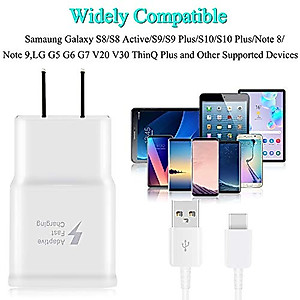Charger for Samsung Galaxy S9, Swadaws 2 Pack Adaptive Fast Wall Android Cell Phone Tablet Charger Station Adapter with USB Type C Cable Compatible Samsung Galaxy S20 S10 S10e S8 Plus/Note 8 9 (White)