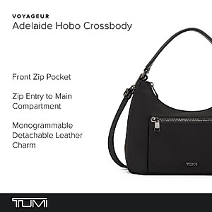 TUMI - Voyageur Adelaide Hobo Crossbody - Sling Bag for Women - Everyday Travel Purse - Removable Strap Tracer - Black & Gunmetal Hardware