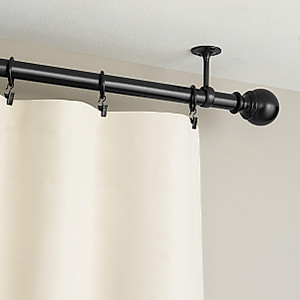 Amazon Basics Curtain Rod Ceiling-Mount Bracket, Set of 2, Black