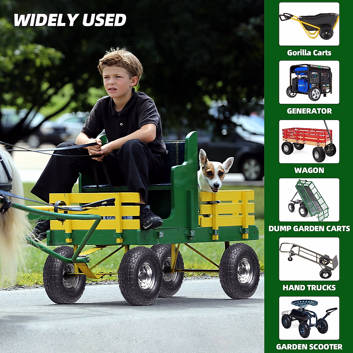 AR-PRO (2 Pack) 4.10/3.50-4 Tire and Wheel, Replacement Pneumatic Tires 10-Inch Wheel with 5/8" Bearings and 2.2" Offset Hub, Compatible with Hand Truck, Wheelbarrow, Wagon, Gorilla Carts