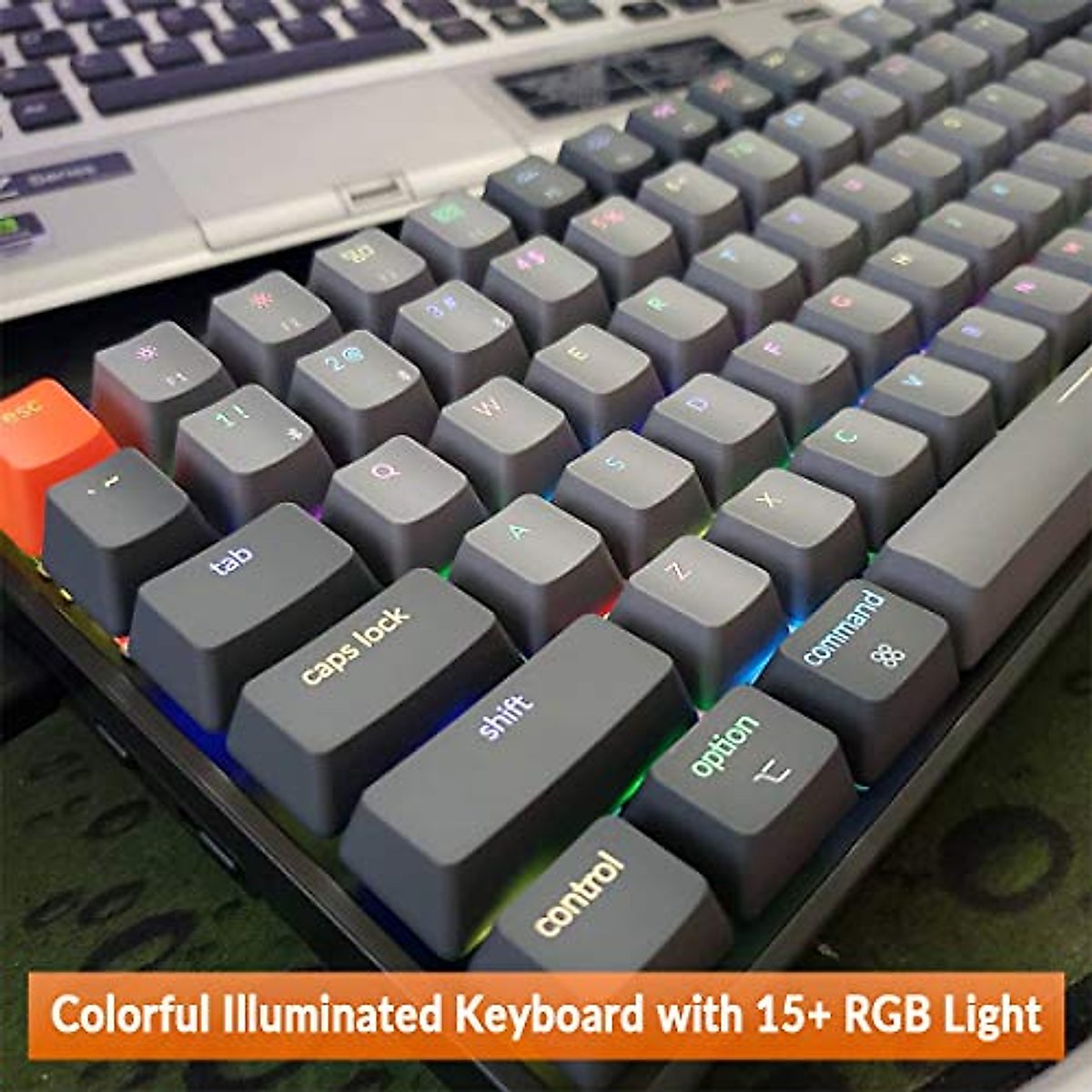 Keychron K2 75% Layout RGB Bluetooth Wireless Mechanical Keyboard with Gateron G Pro Red Switch/Anti Ghosting/N-Key Rollover, Compact 84 Keys USB Wired Gaming Keyboard for Mac Windows-Version 2