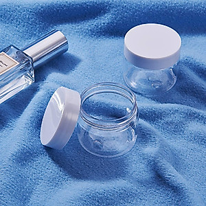 PH PandaHall 18pcs Round Pot Jars, 1.76 Oz(50ml) Clear Plastic Slime Storage Jars Cosmetic Container Jars Tiny Sample Jars Wide-mouth Containers with Lids for Liquid Creams Lip Balm Make Up Travel