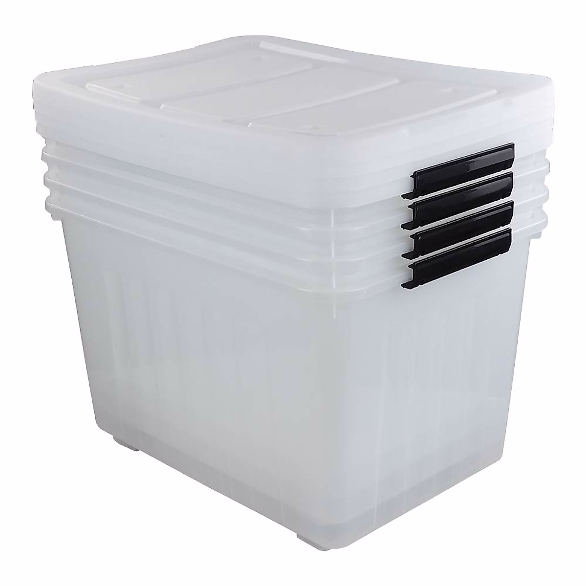 Farmoon 70 Quart Clear Storage Bin with Wheels, Large Plastic Stackable Cotainer Box with Lid, 4 Packs