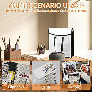 NEMTMCUA 3Pcs Scrapbook Paper Storage Organizer 13.1×3.4×14 Inch with Handle Lightweight and Button Closure for Holding Scrapbook Paper,Vinyl Paper, Paper File and Photos(Black)