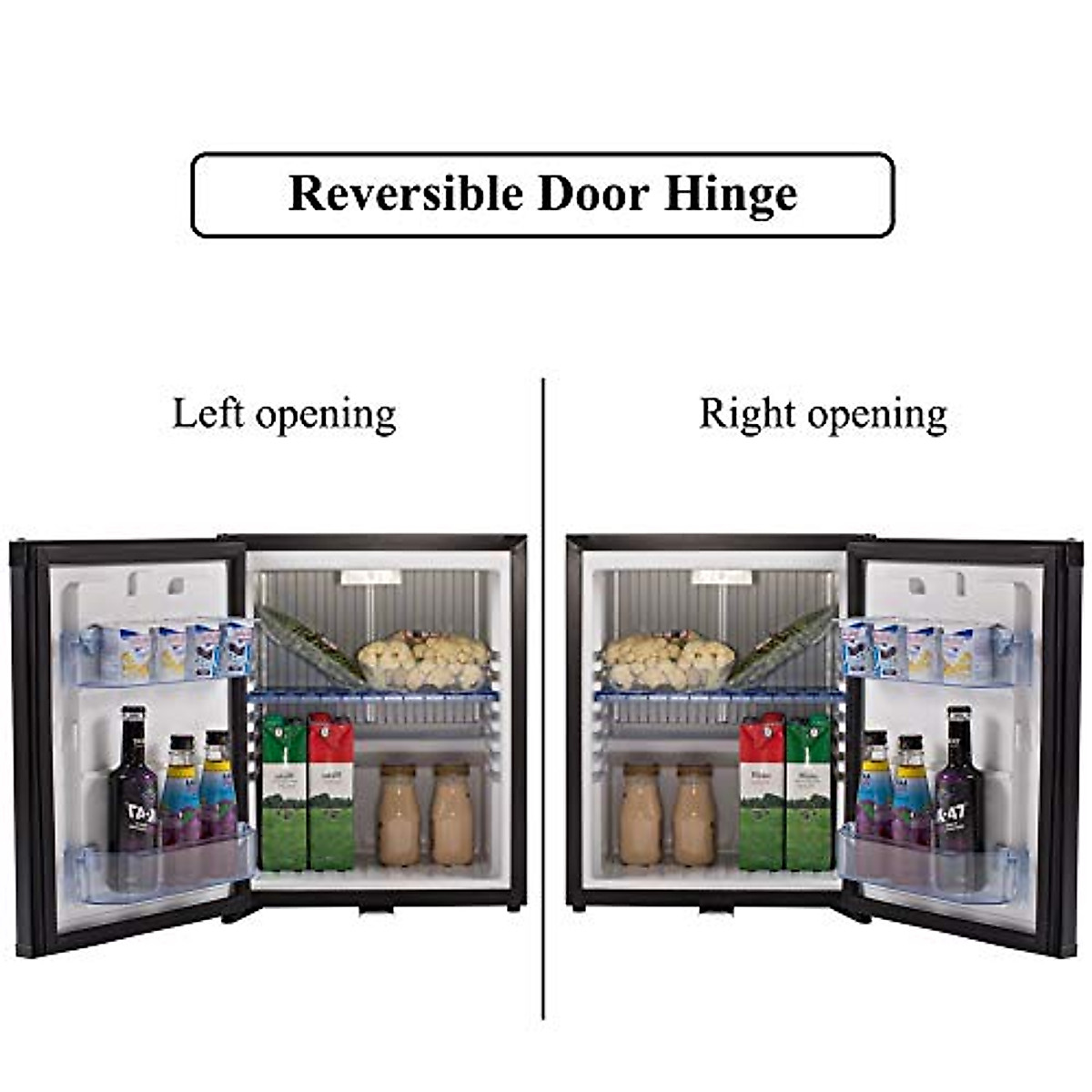 Smad Absorption Mini Fridge 12V 110V Compact Refrigerator with Lock Reversible Door No Noise, 1.0 cu.ft