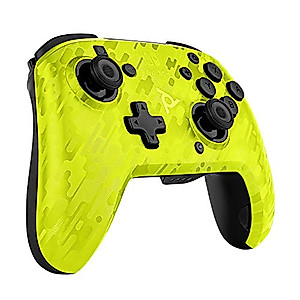 PDP Gaming Faceoff Deluxe Wireless Switch Pro Controller - Yellow Camo / Camouflage - Officially Licensed by Nintendo - Customizable buttons, sticks, triggers, and paddles - Motion Sensing Controllers