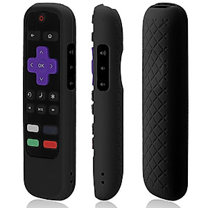 2-Pack AKWOX Remote Case for Roku Express 3930 (2019)/3900, Premiere+ 3921/Premiere 3920, Express+(3910), Streaming Stick3800/Stick+3810 Remote Control, Shockproof Silicone Cover- Black