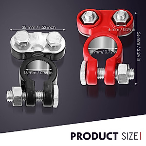 Tallew 4 Pieces Battery Terminals Connector 2 Packs Zinc Plated Car Battery Cable Terminal Connector Top Terminal 2 Pairs Anti Corrosion Terminal Washer Fiber (Black, Red)