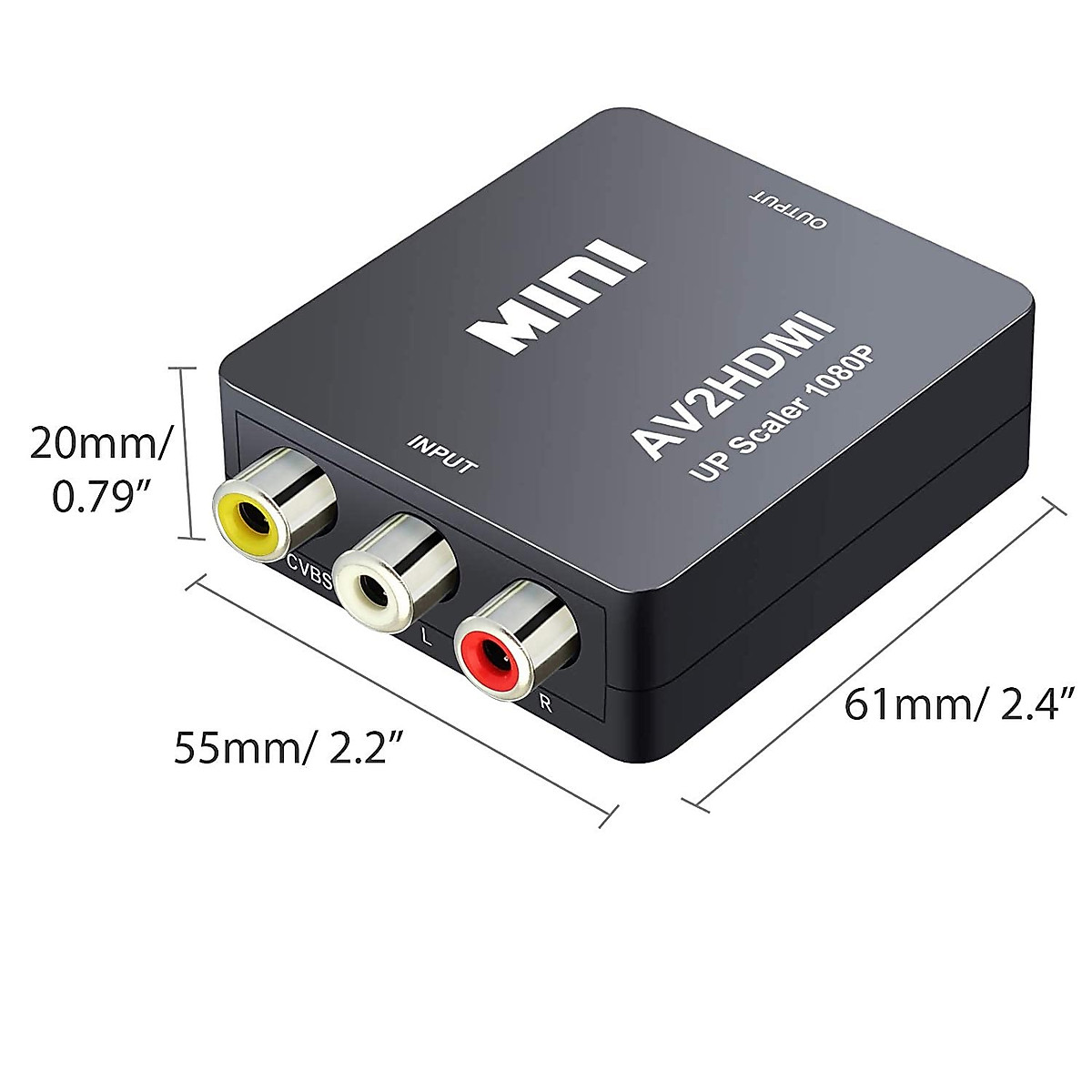 RCA to HDMI Converter, AV to HDMI Converter Adapter, CYSINGC Mini Composite CVBS Video Audio Converter Adapter for Camera DVD VHS VCR STB PSP Xbox PS2 WII to New HDTV Monitor or Projector (Black)