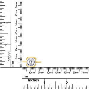 SAVEARTH DIAMONDS 2 CT 7.5MM Asscher Cut Lab Created Moissanite Diamond Solitaire Ring In 14k Yellow Gold Over Sterling Silver Jewelry For Womens Engagement Wedding Birthday (2 Cttw) Size-6.5