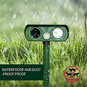 Abilly Ultrasonic Solar Animal Repellent, Cat Repellent Outdoor, Rat, Squirrel, Deer, Raccoon, Skunk, Rabbit, Mole, Dog, Cat,
