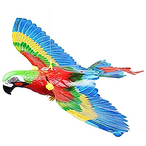 Syneyper Simulated Birds Hanging Pet Toy Chirping Bird Cat Toys Toy Sound and Light Parrot Electric Flying Bird 360 Rotation Wet Puppy Food Small Breed Organic (C, One Size)