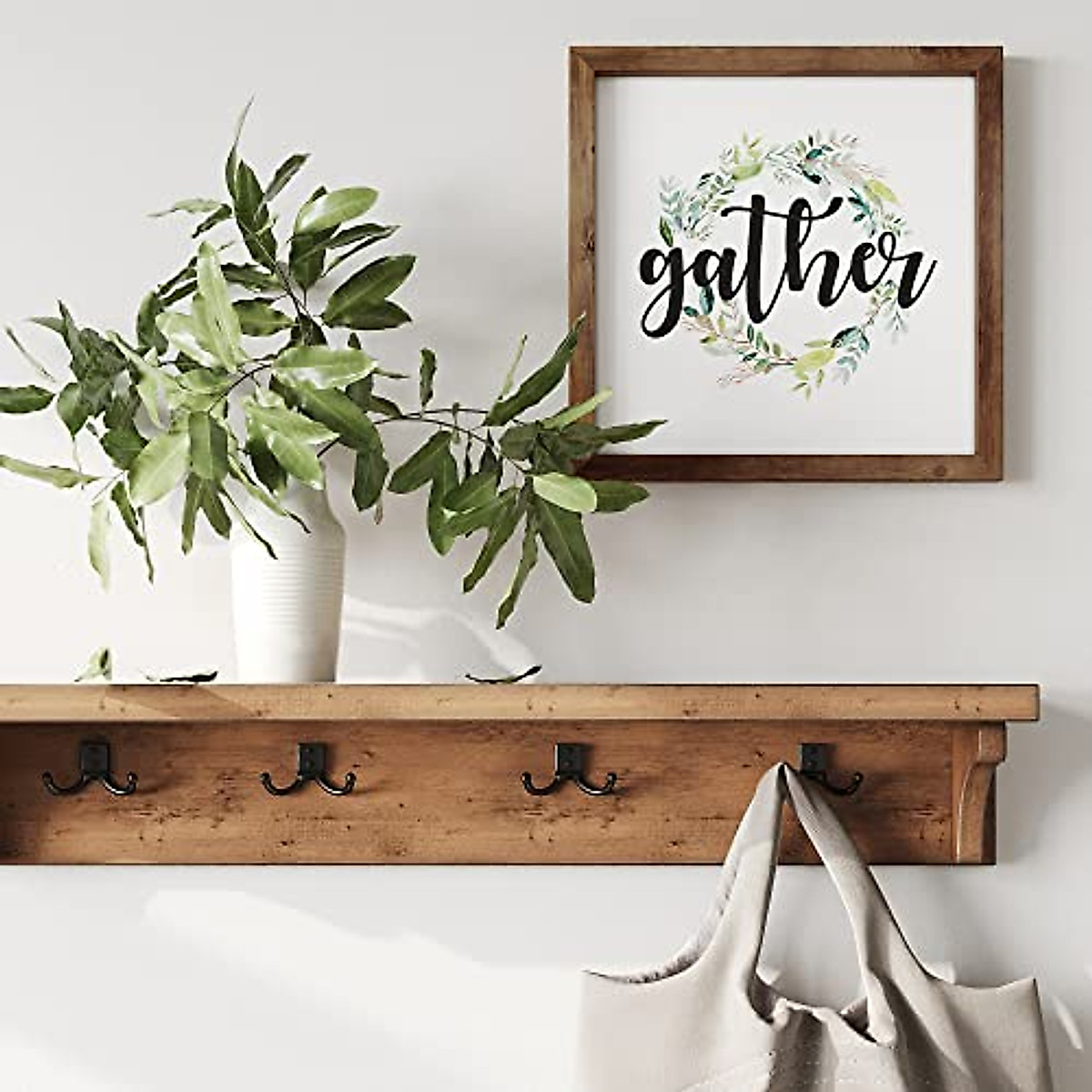 Barnyard Designs Gather Sign Rustic Primitive Country Farmhouse Home Decor Wall Sign 13" x 13”