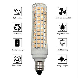 Lxcom Lighting E11 LED Corn Bulb 15W Dimmable Ceramic Candelabra Bulbs (2 Pack)- 136 LEDs 2835 SMD 1500LM Warm White 3000K 120W Equivalent T3/T4 JDE11 120V Lamp for Home Lighting