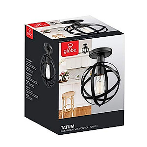 Globe Electric Tatum 1 Dark Bronze Flush Mount Ceiling Light 60877, Brown