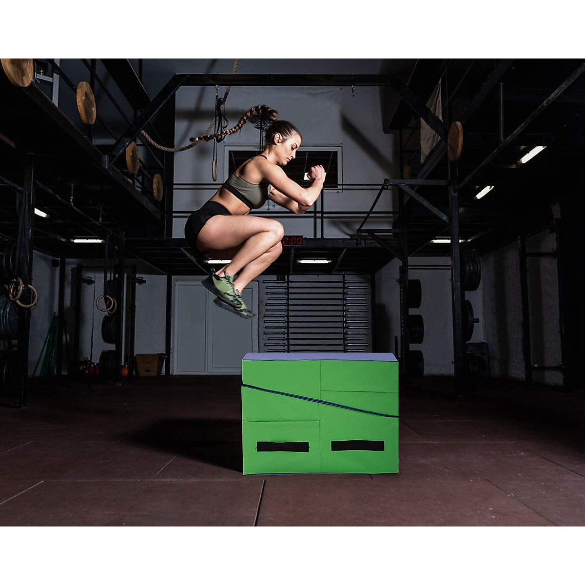 NiamVelo Incline Gymnastics Mat Folding Tumbling Mat Home Gym Mat 48''x24'' Non-slip PVC Surface Cheese Wedge Mat for Kids & Adults Workout (Blue)