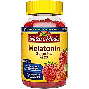 Nature Made Melatonin 10 mg, Dreamy Strawberry, 70 Gummies (Pack of 2)