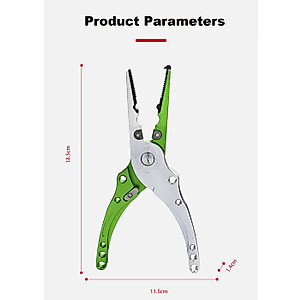 HZXINWANG Fishing Pliers, Aviation Aluminum Fishing Pliers Line Cutters, De-Hookers, Fishing Tool Sets, Weaving Scissors, Saltwater Resistant Fishing Gear (Aviation Aluminum Model, Green Silver)