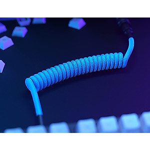 GLORIOUS Coiled Keyboard Cable – Coiled USB C Cable Artisan Braided Cables for Mechanical Gaming Keyboard Coiled Cable - Custom Keyboard Cable (White)
