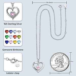 GLIVEOR Birthday Gifts for Women Heart Necklace, S925 Sterling Silver Necklace Birthstone Necklace Heart Necklace for Women Birthday Jewelry Gifts for Women March Birthstone Necklace