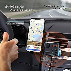 Nulaxy Bluetooth FM Transmitter for Car, Car Bluetooth Adapter W Air Vent Clip, Car Radio Bluetooth Hand-Free Call, QC3.0 Fast Charge, Noise Cancellation with Big Mic & Bass Boost, TF Card/AUX-KM21