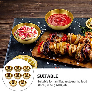 BESTonZON Sauce Dish 8pcs Golden Dipping Bowls, Stainless Steel Dip Soy Sauce Dishes & Bowl, Multipurpose Side Dish for Sauce, Condiments, Sushi, BBQ - Chip and Dip Serving Bowl Set