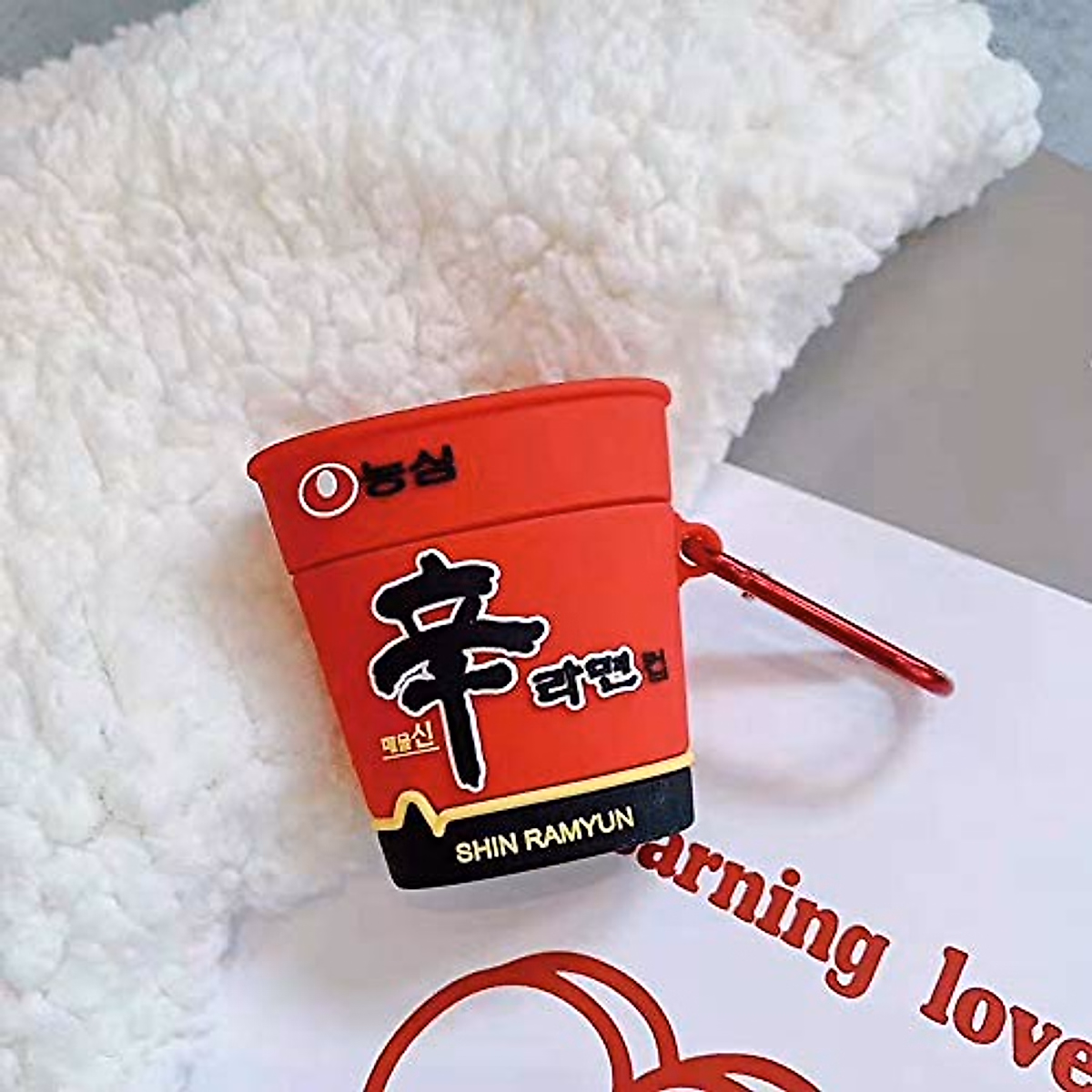 XYFS Compatible with Airpods 1/2 Case Cover, 3D Cute Cartoon Funny Fun, Silicone Air pods Stylish Chic Character Skin Keychain Kits,Stylish Girl Child Teen boy Airpods case (Ramen Cup)