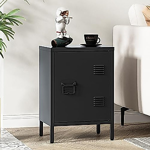 MIOCASA End Table Side Table Metal Nightstand Sofa Bedside Storage Cabinet with Storage Shelf Easy Assembly for Living Room, Bedroom